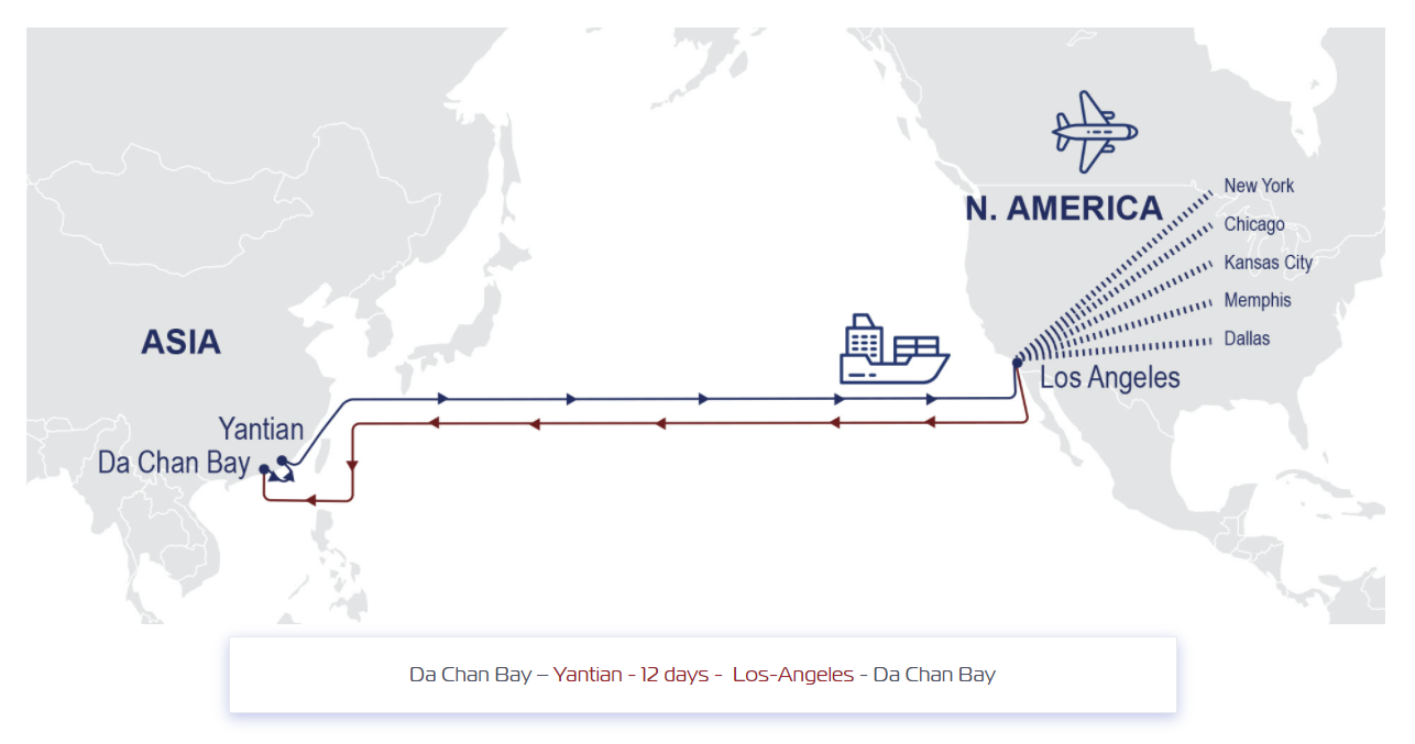 Shipping Route from China to USA (Expedited Shipping) - STU